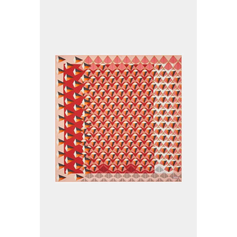 Vakko GEOMETRIC PATTERNED SILK BANDANA