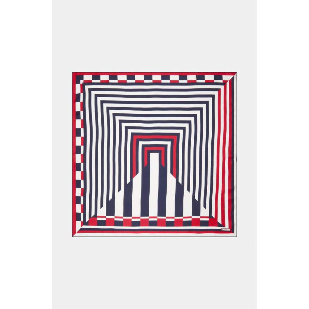 Vakko GEOMETRIC PATTERNED SILK SCARF