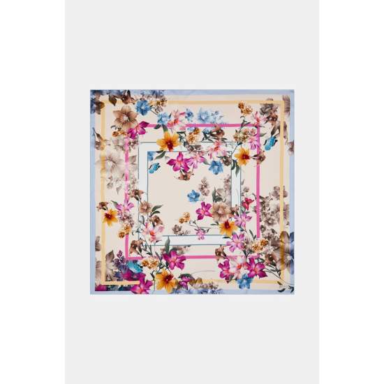 Vakko FLORAL PATTERNED SILK SCARF