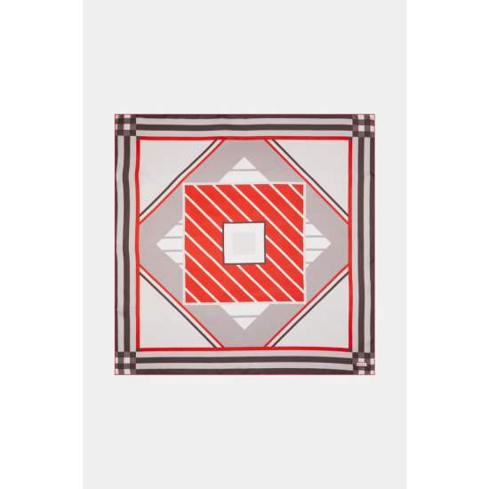 Vakko GEOMETRIC PATTERNED SILK SCARF