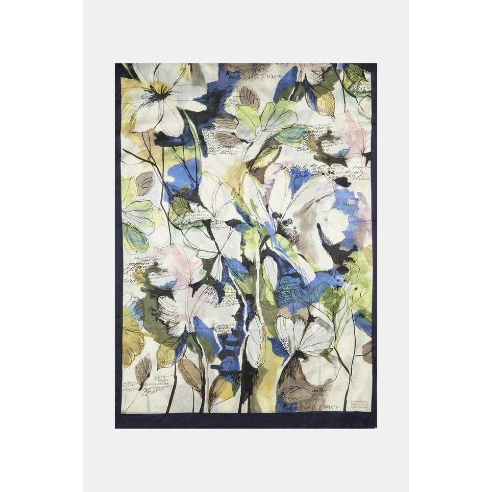 Vakko FLORAL PATTERNED SILK SHAWL