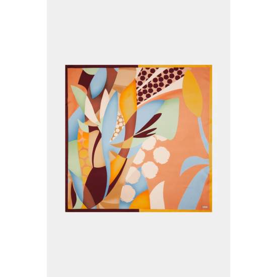 Vakko LEAF PATTERNED SILK SCARF