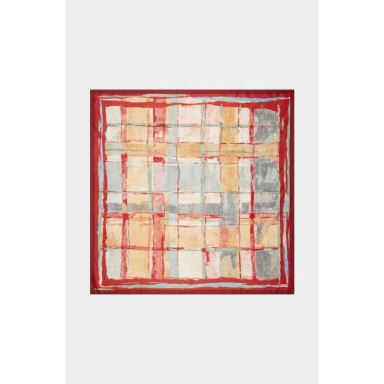 Vakko GEOMETRIC PATTERNED SILK SCARF