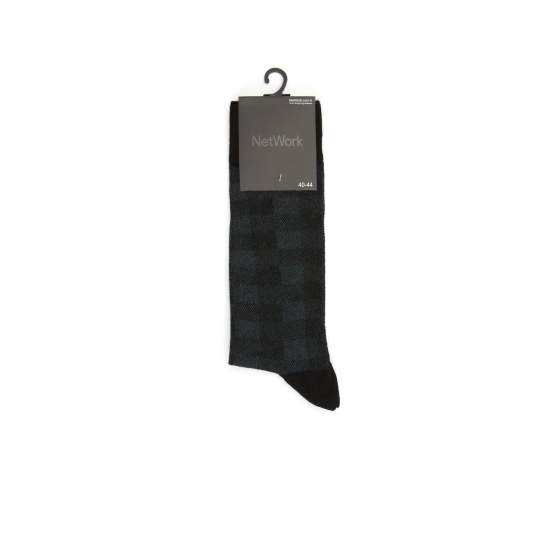 Black Navy Blue Check Mens Bamboo Socks