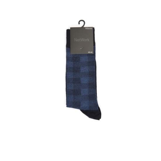 Navy Blue Checked Mens Bamboo Socks