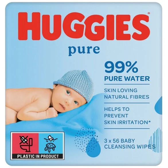 Huggies bwipes pure tripak, higijenske vlažne maramice za bebe, 3x56 kom