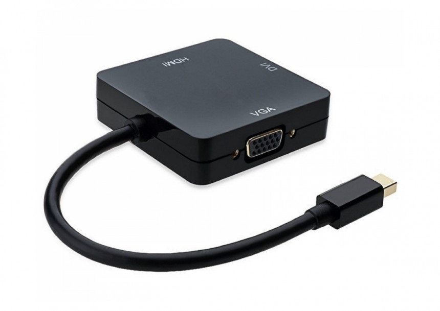 Mini DisplayPort - HDMI + DVI-I Dual Link + VGA D-Sub crni