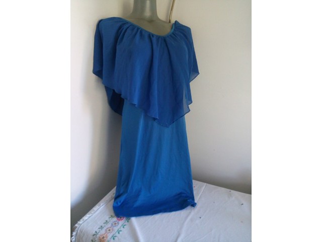 Plava haljina sa velikim karnerom S/M