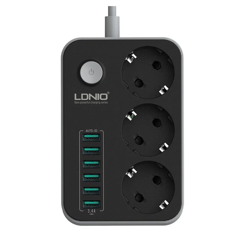 Produzni kabl LDNIO SE3631 3 uticnice 6xUSB 2m