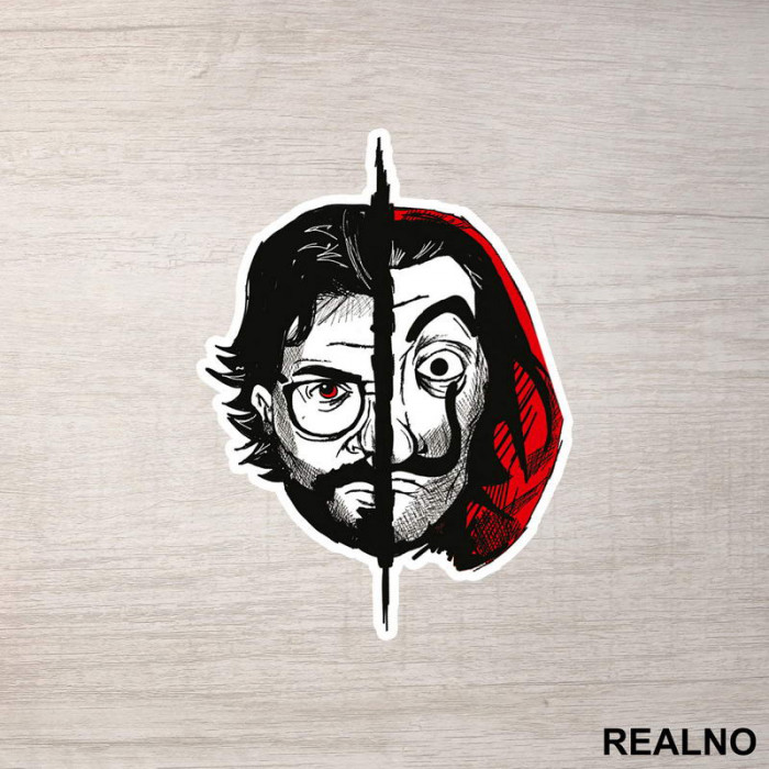 PORTRAIT - LA CASA DE PAPEL - MONEY HEIST - NALEPNICA