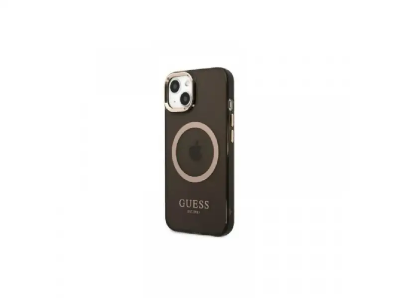 GUESS FUTROLA ZA IPHONE 13 PRO BLACK GOLD OUTLINE TRANSLUCENT MAGSAFE