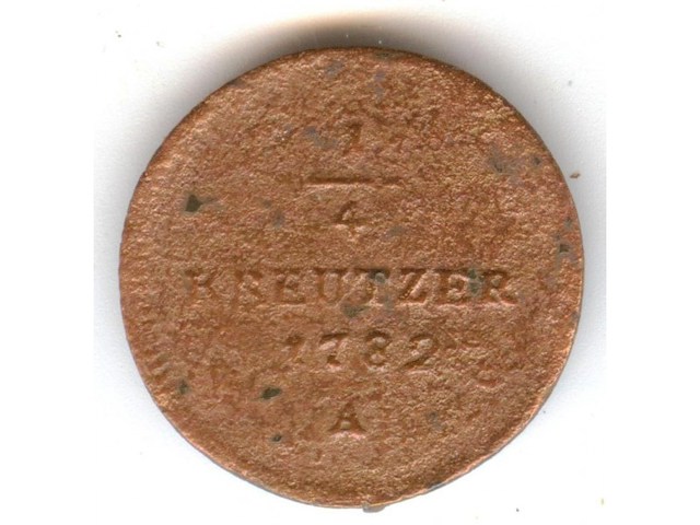 Austrija 1/4 kreuzer 1782 A