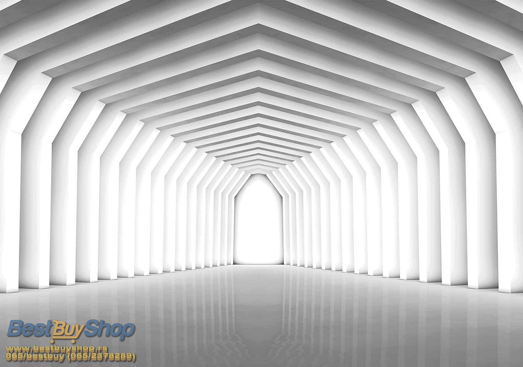 368×254 Abstraction (Gray White Tunnel Exit) – Tunel – Apstrakcija – 3D fototapeta zidni mural foto tapeta