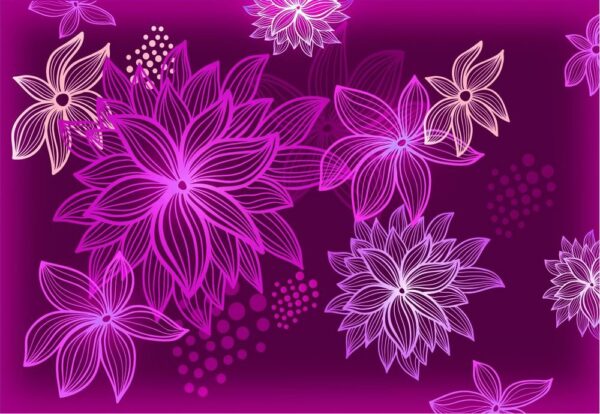368×254 Abstraction (Purple Magic Flowers) – Ljubicasto cvece – Lila cvetovi – 3D fototapeta zidni mural foto tapeta