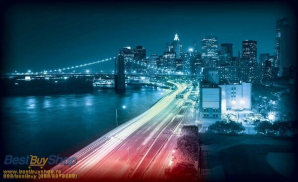 368×254 City (New York Brooklyn Bridge Night Colors) – New York – Most – Grad – 3D fototapeta zidni mural foto tapeta