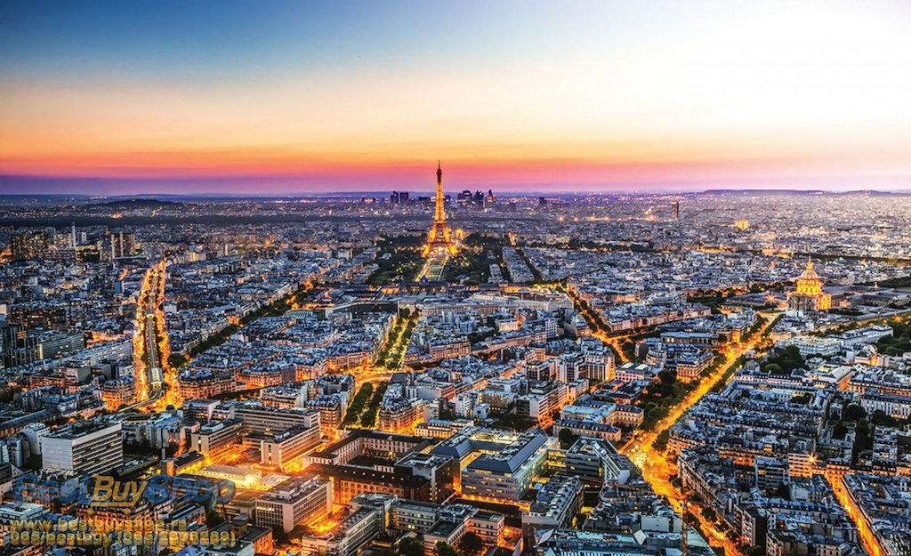 368×254 City (Paris City Lights Skyline) – Pariz – Francuska – France – 3D fototapeta zidni mural foto tapeta
