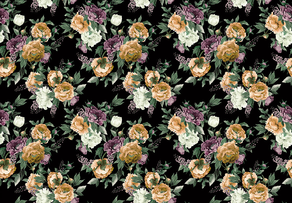 368×254 Pattern (Flowers Pattern) – Cveće na zidu – Ruže – 3D fototapeta zidni mural foto tapeta