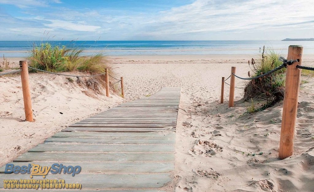 368×254 Sea (Wooden Road By North Sea) – More – Priroda – Peščana plaža – 3D fototapeta zidni mural foto tapeta
