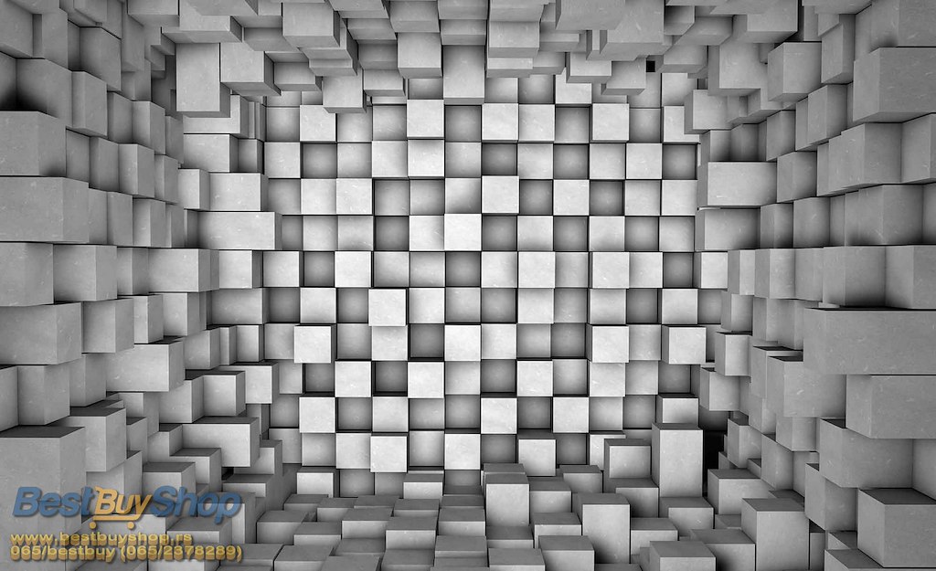 368×254 Texture (Stone Wall 50 Shades Of Gray) – Kameni zid – Kocke – 3D fototapeta zidni mural foto tapeta
