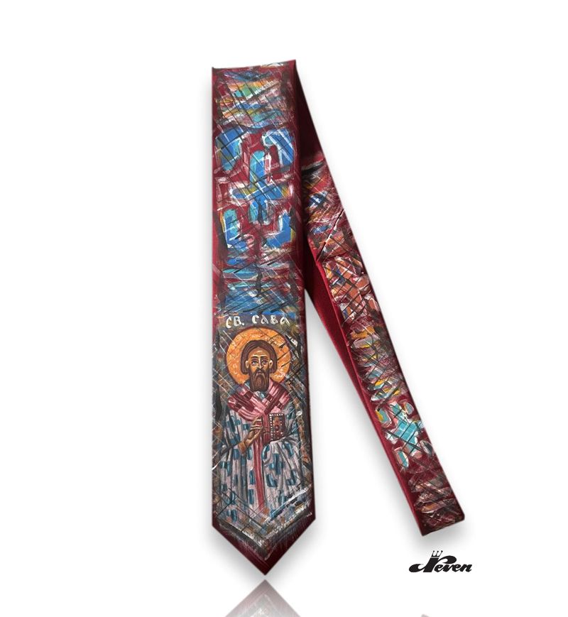 Oslikana kravata Sveti Sava 005