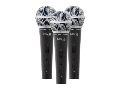 Stagg SDM50-3
Set of 3 professional cardioid dynamic microphones with cartridge DC78