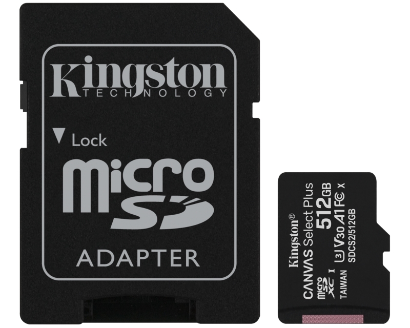 KINGSTON Memorijska kartica A1 MicroSDXC 512GB 100R class 10 SDCS2/512GB + adapter