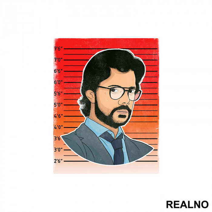 The Professor - El Profesor Mugshot - La Casa de Papel - Money Heist - Nalepnica