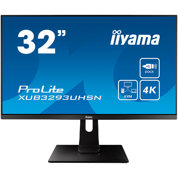Iiyama ProLite XUB3293UHSN-B1LED monitor 31.5'' 3840 x 2160 4K @ 60 Hz IPS 350 cdm˛ 1000:1 4 ms HDMI DisplayPort USB-C speakers matte black