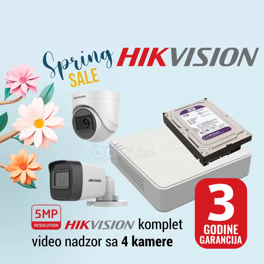 SPRING 5MP Hikvision komplet video nadzor sa 4 kamere