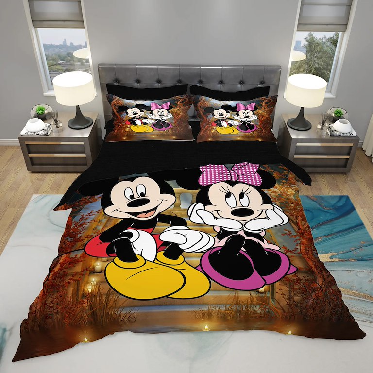 MEY HOME Posteljina Mickey and Minnie 3D 200x220cm crna