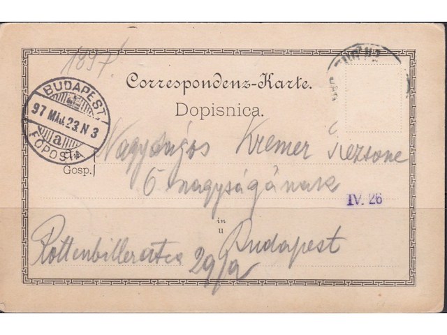 Austro-Ugarska 1897 Sarajevo razglednica putovala
