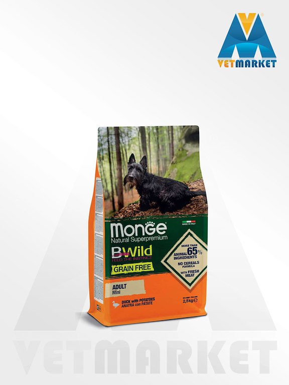 MONGE BWILD Grain Free DOG Mini Adult pačetina/krompir 2.5kg