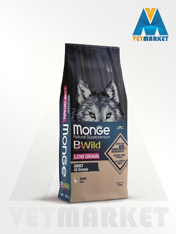 MONGE BWILD Low Grain DOG All Breeds Adult guska 12kg