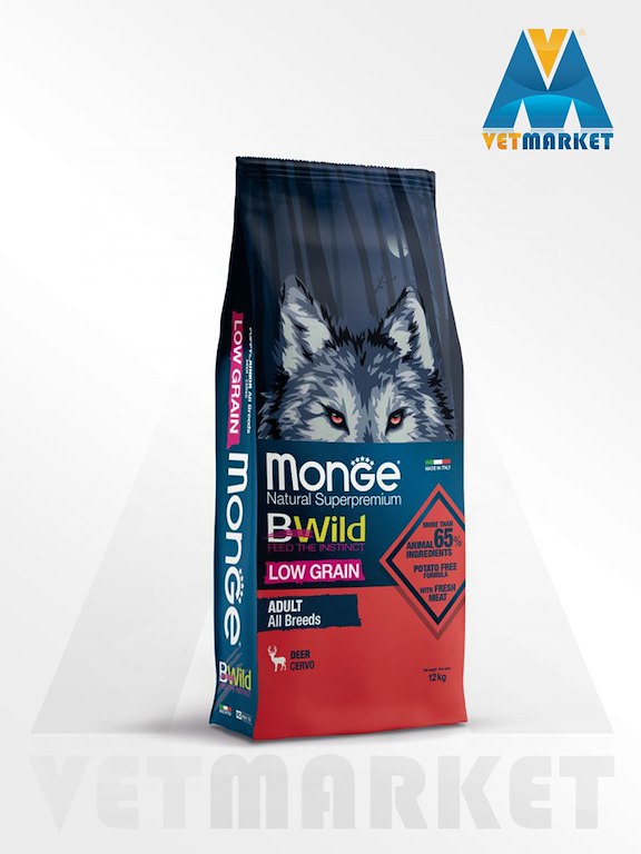 MONGE BWILD Low Grain DOG All Breeds Adult jelen 12kg