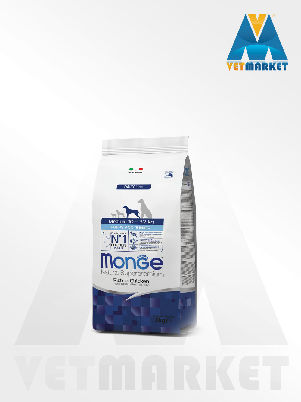 MONGE NATURAL SUPREMIUM Medium Puppy & Junior piletina 12kg