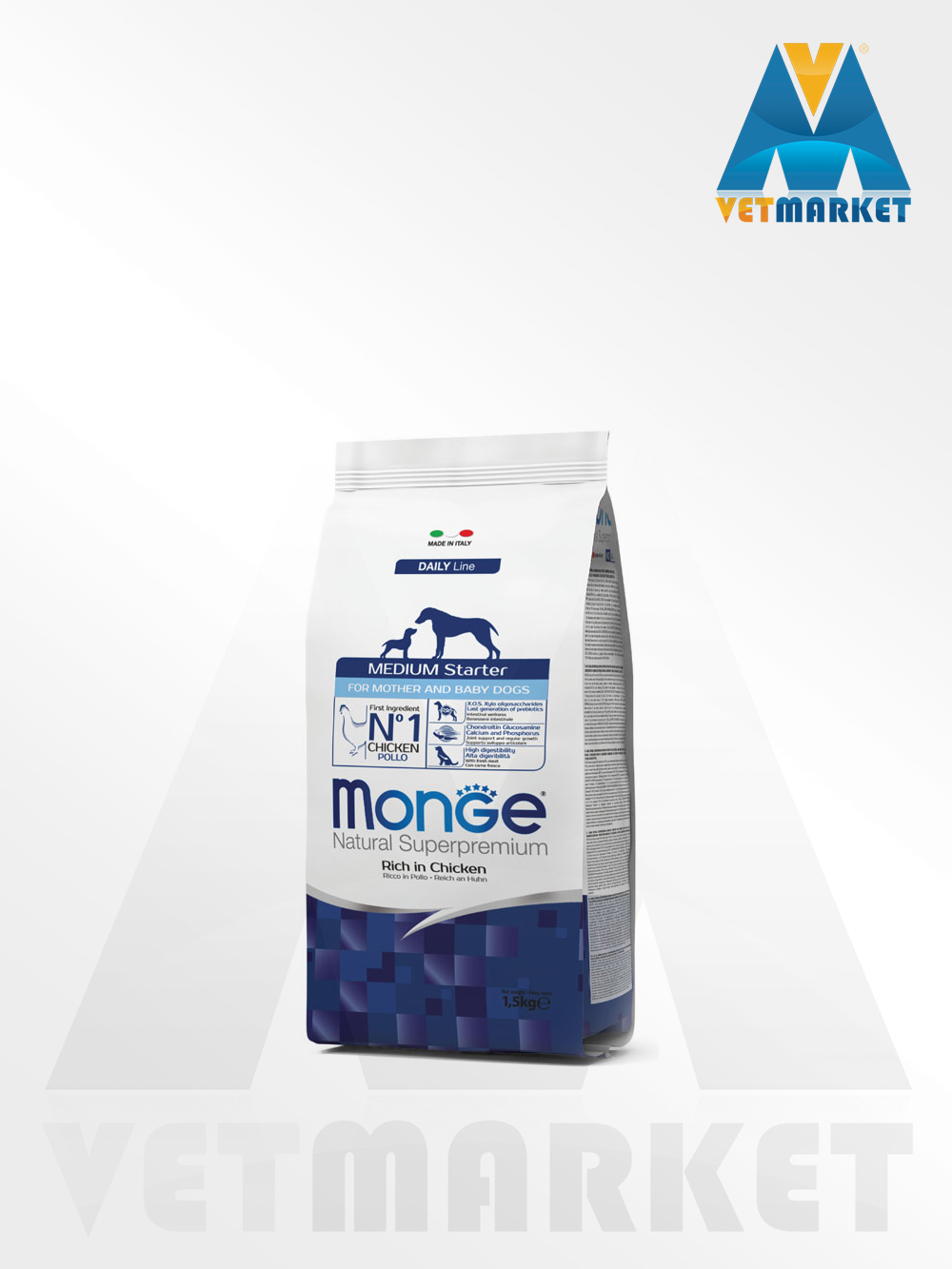 MONGE NATURAL SUPREMIUM Medium Starter piletina 1.5kg