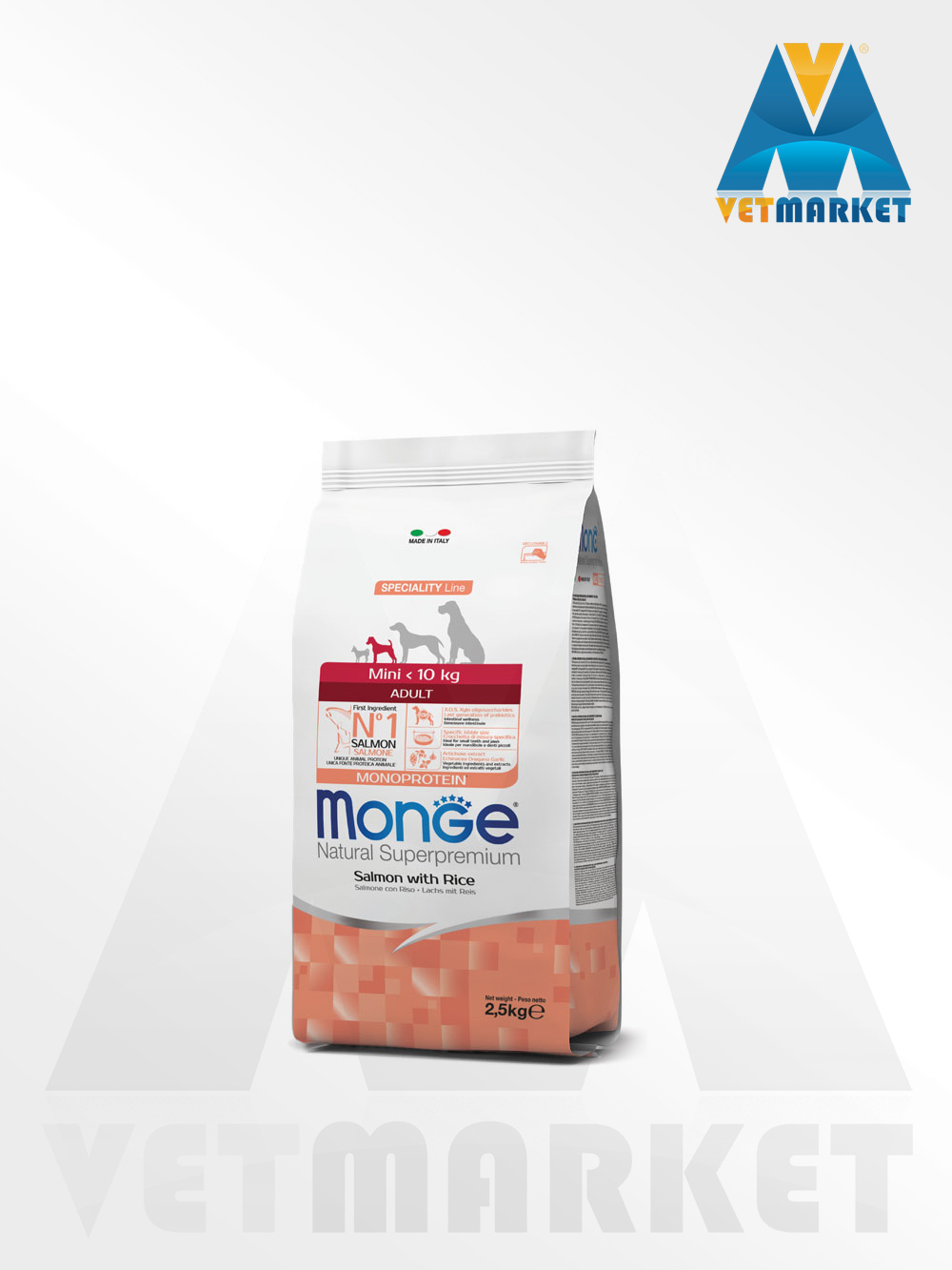 MONGE NATURAL SUPREMIUM Mini Adult losos/pirinač 7.5kg