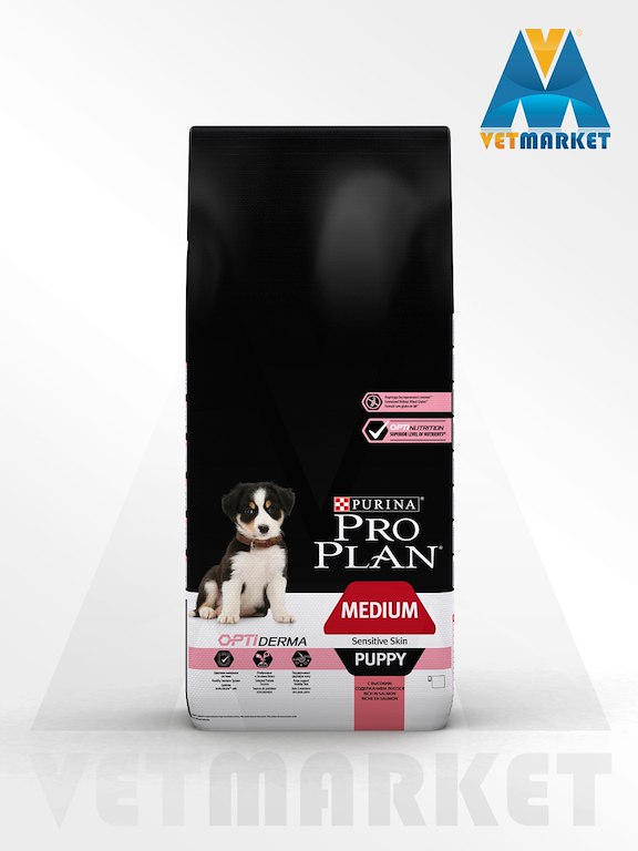 PURINA PRO PLAN Dog Medium Puppy Sensitive Skin – losos 12kg