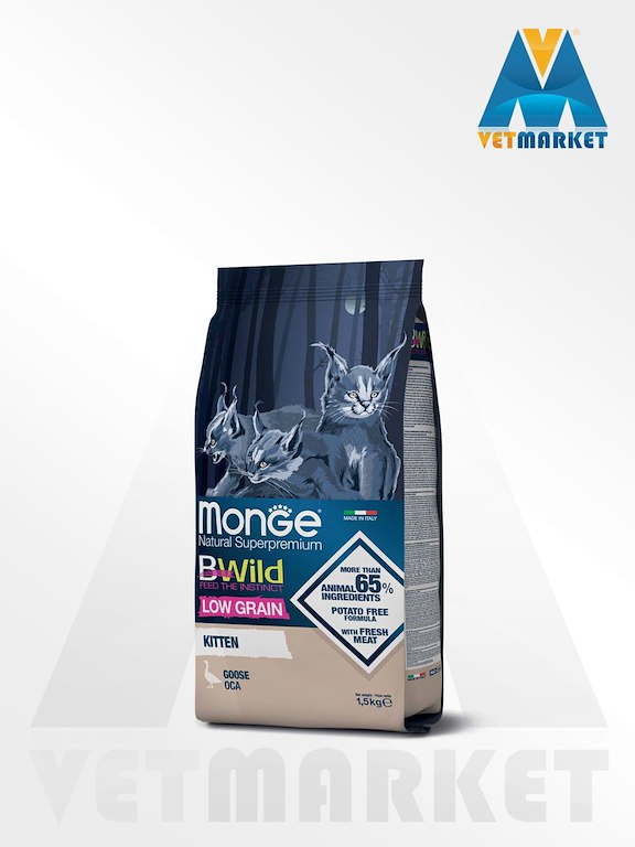 MONGE BWILD Low Grain CAT Kitten guska 1.5kg