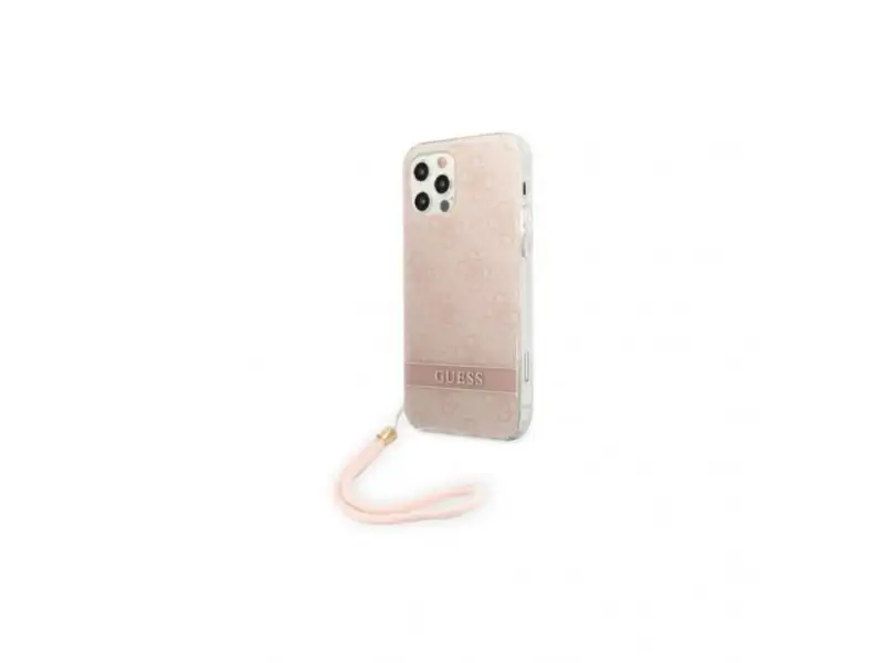 GUESS FUTROLA ZA IPHONE 12/12 PRO PINK PRINT 4G CORD