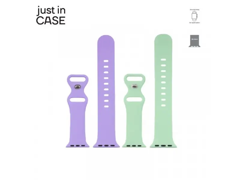 JUST IN CASE 2U1 NARUKVICA 38-41MM ZELENA SILIKON + VIOLET SILIKON
