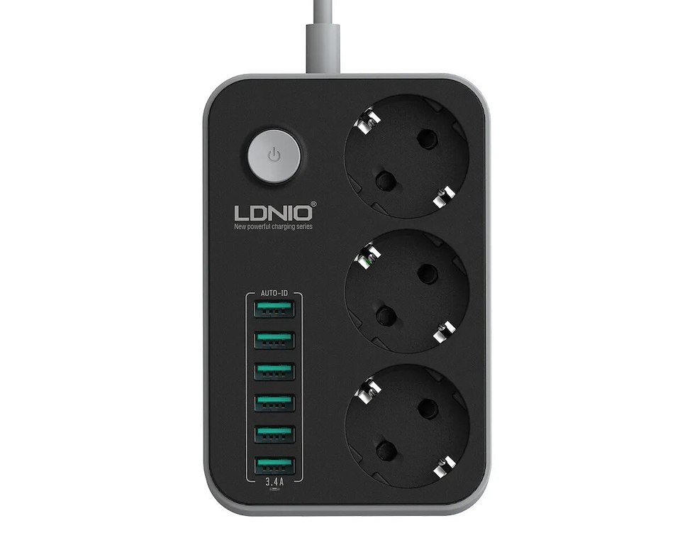 Produzni kabl LDNIO SE3631 3 uticnice 6xUSB 2m