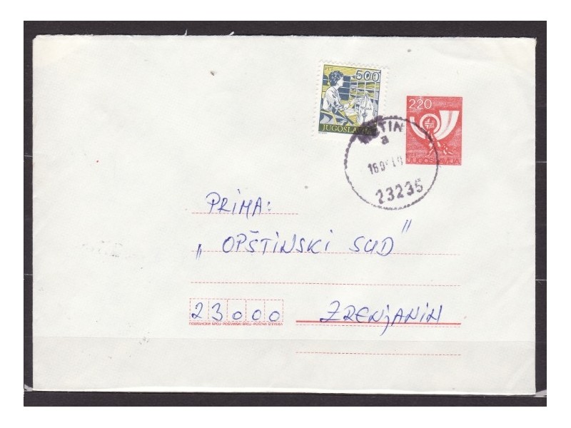 pošt. truba 220 - žig Hetin 1989.