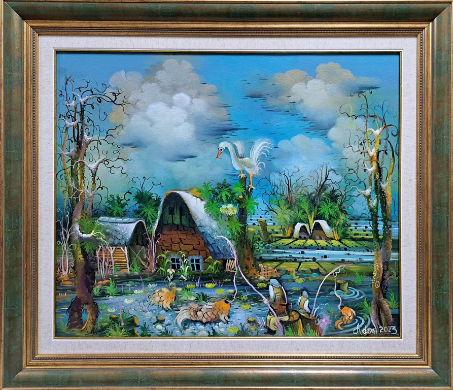 Pecaroši, Adam Mezin, ulje na platnu, sa 60×76 cm, bez 50×60 cm, sertifikat, 400 eura