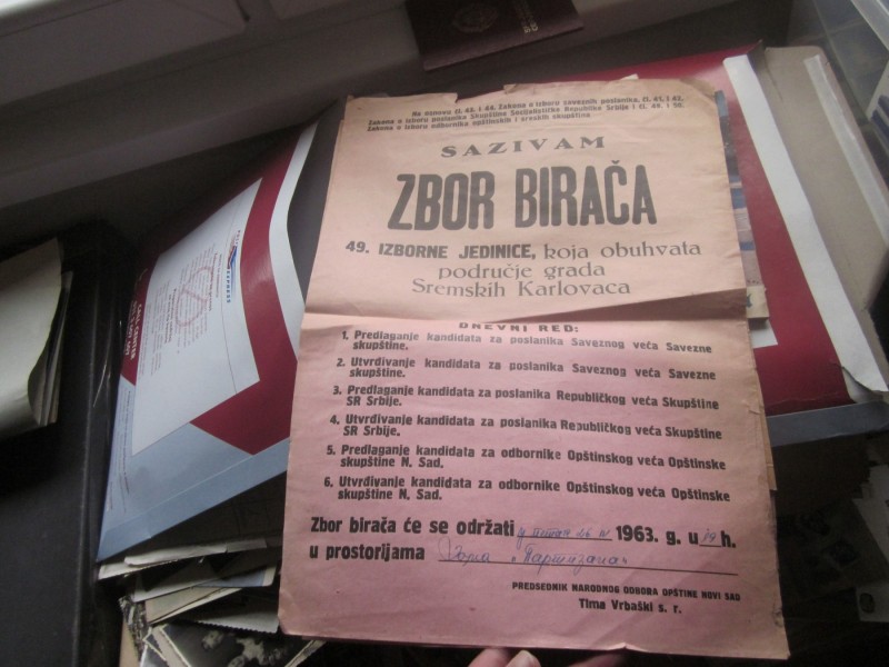 Sazivam Zbor Biraca Sremski karlovci 1963