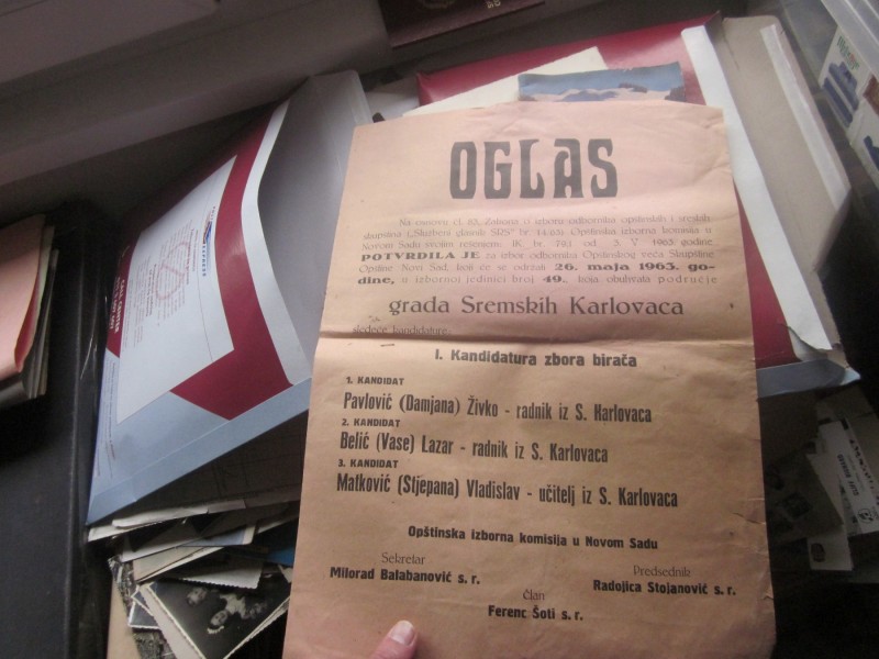 Oglas Izbori sremski karlovci 1963