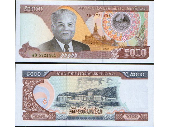 Laos 5000 Kip 2020-2022. UNC.