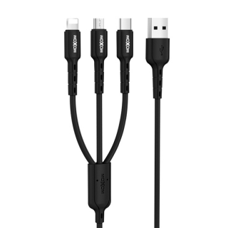 USB data kabal Moxom MX-CB13 3in1 za Iphone lightning/micro/Type C 1m crni