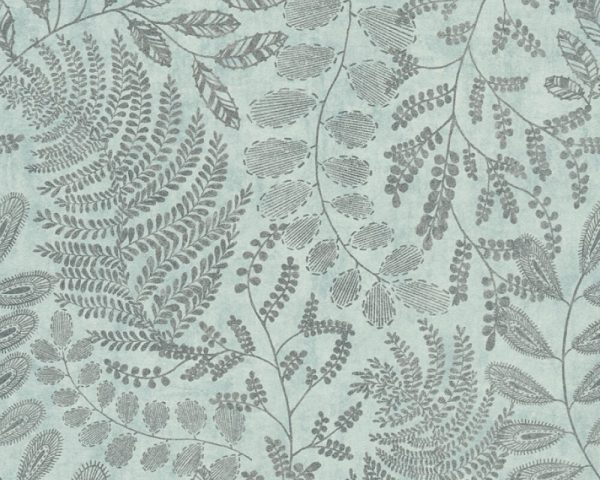 A.S. CRÉATION WALLPAPER «FLORAL, BLUE, GREEN, METALLIC, SILVER» 388301