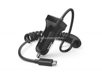 HAMA Auto punjač, USB tip-C, 12W, 12-24V, 5V/2.4A, crni